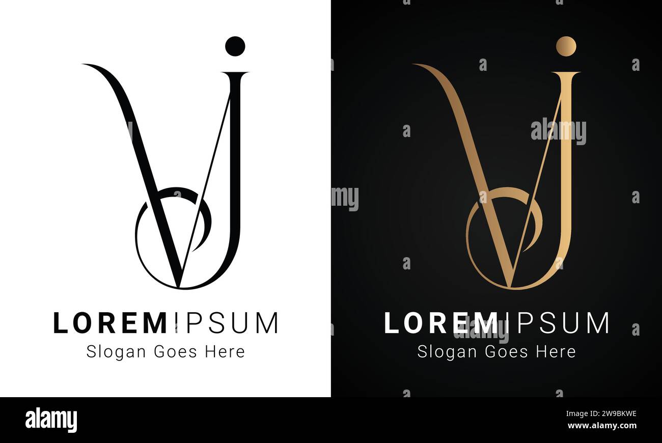 Luxury Initial JV or VJ Monogram Text Letter Logo Design Stock Vector ...