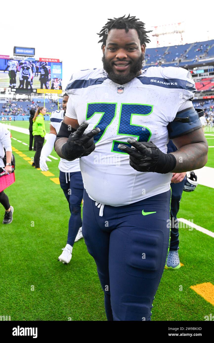 Seattle Seahawks guard Anthony Bradford (75) leaves the field after an ...