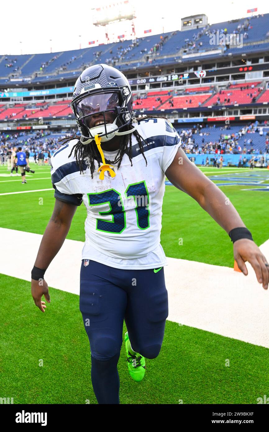 Seattle Seahawks running back DeeJay Dallas (31) leaves the field after ...