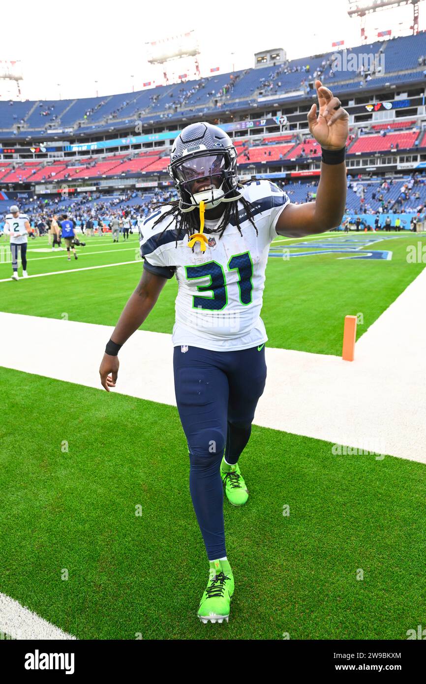 Seattle Seahawks running back DeeJay Dallas (31) leaves the field after ...