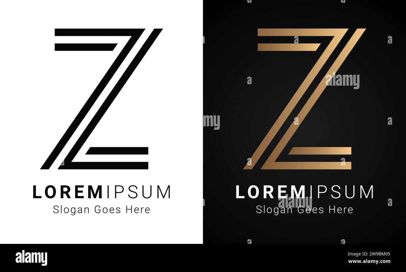 Luxury Initial ZZ Monogram Text Letter Logo Design Stock Vector Image ...