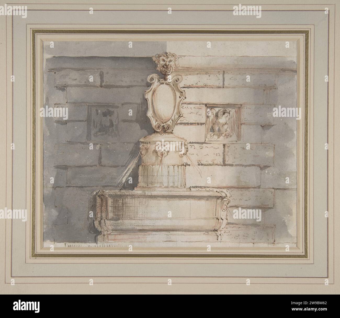 Design for a Fountain at a Street Corner Decorated with Putti Heads, a ...