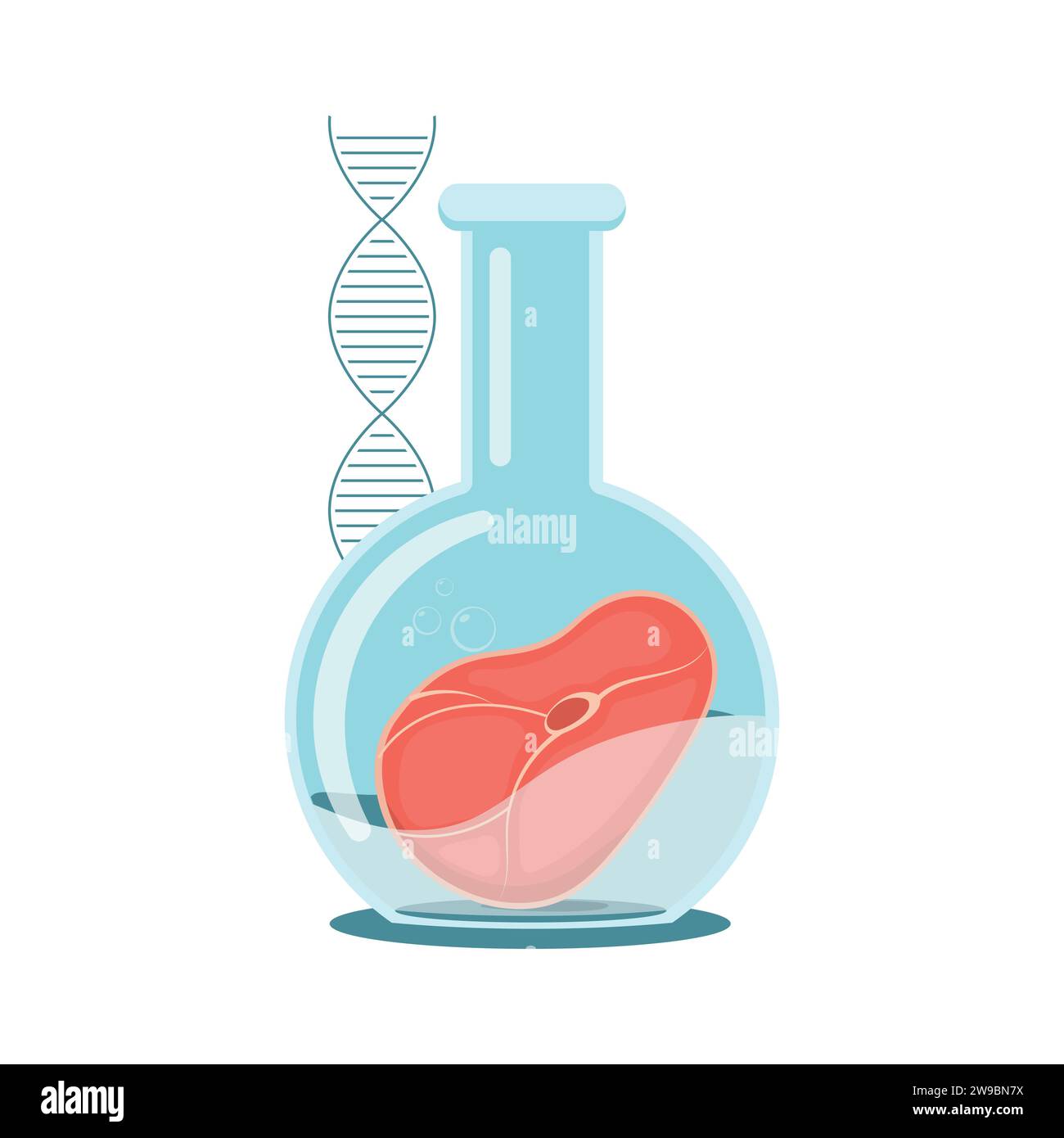 Fresh laboratory grown meat of beef or pork floating in laboratory ...