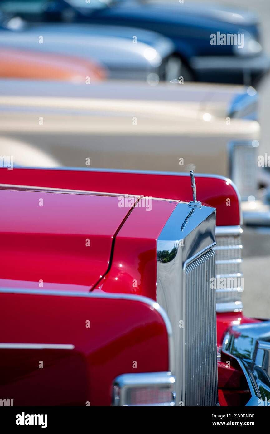 Detail of vintage vehicles on display at a classic car show Stock Photo ...