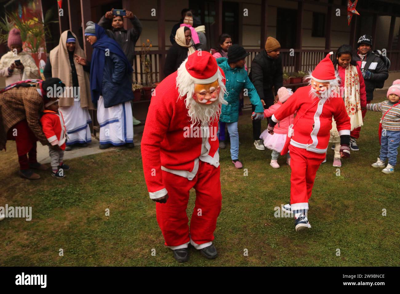 December 25,2023, Srinagar Kashmir, India : People dressed as Santa ...
