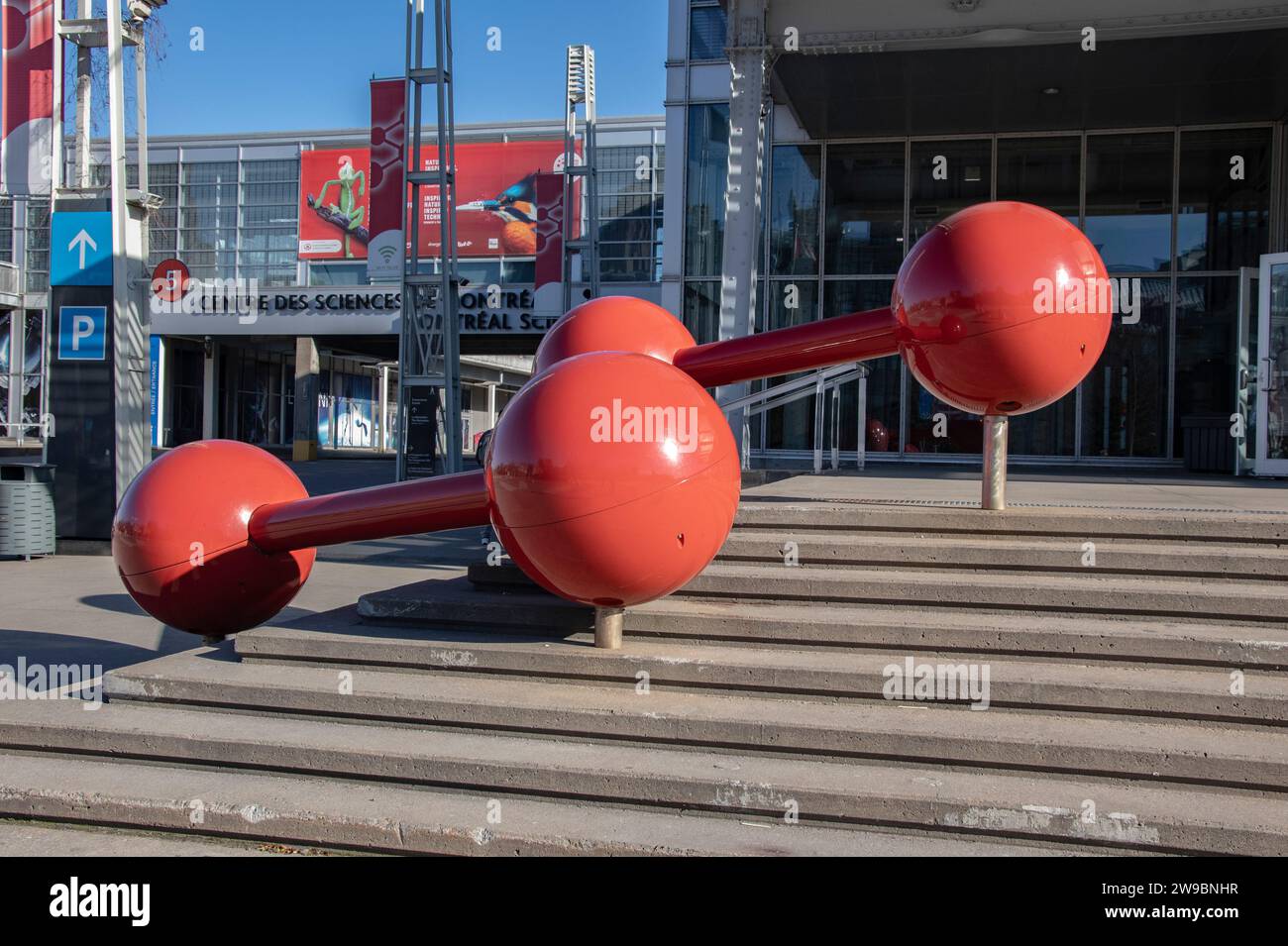 Atom sculpture at the Science Centre in vieux Montreal, Quebec, Canada ...