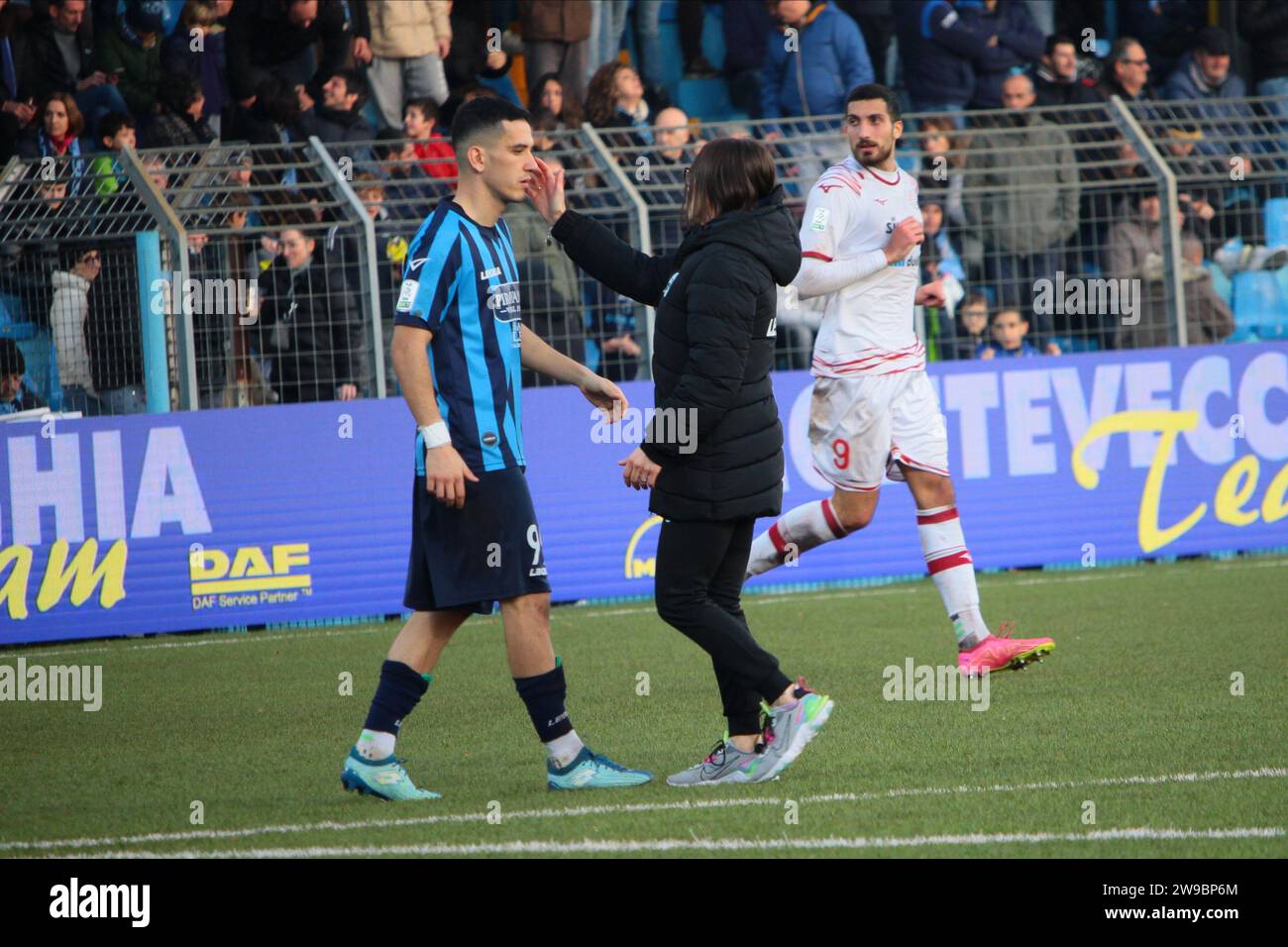 Lecco, Italy. 26th Dec, 2023. Nicolo Buso (Lecco) with doc Chiara ...