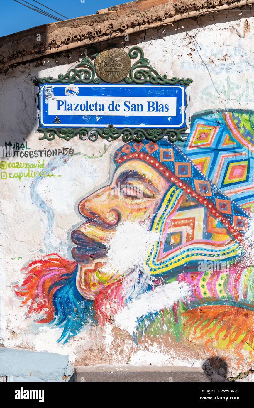 Grafitti / Mural artwork on a wall in Cusco, Peru Stock Photo - Alamy