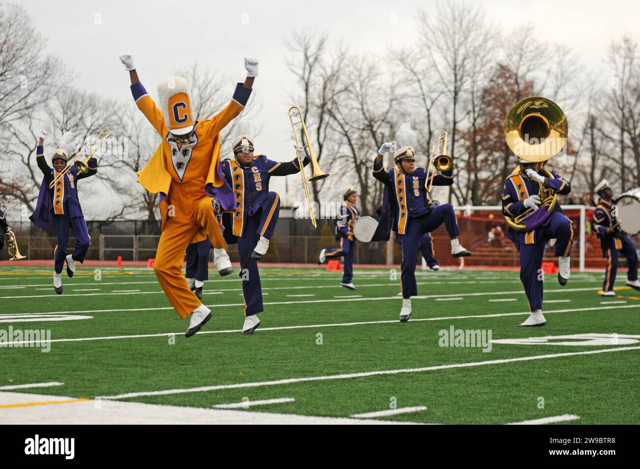 The Camden High School marching band performs at halftime of a home ...