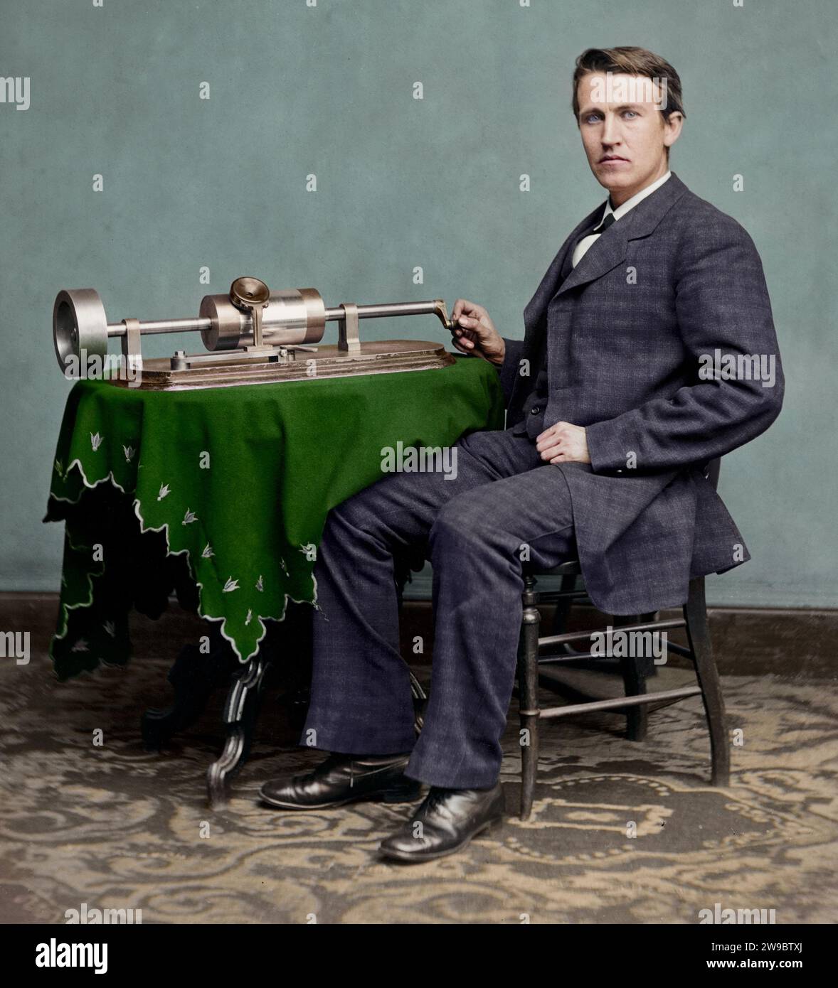 Thomas Edison with his second phonograph. April 1878. Photographed by ...
