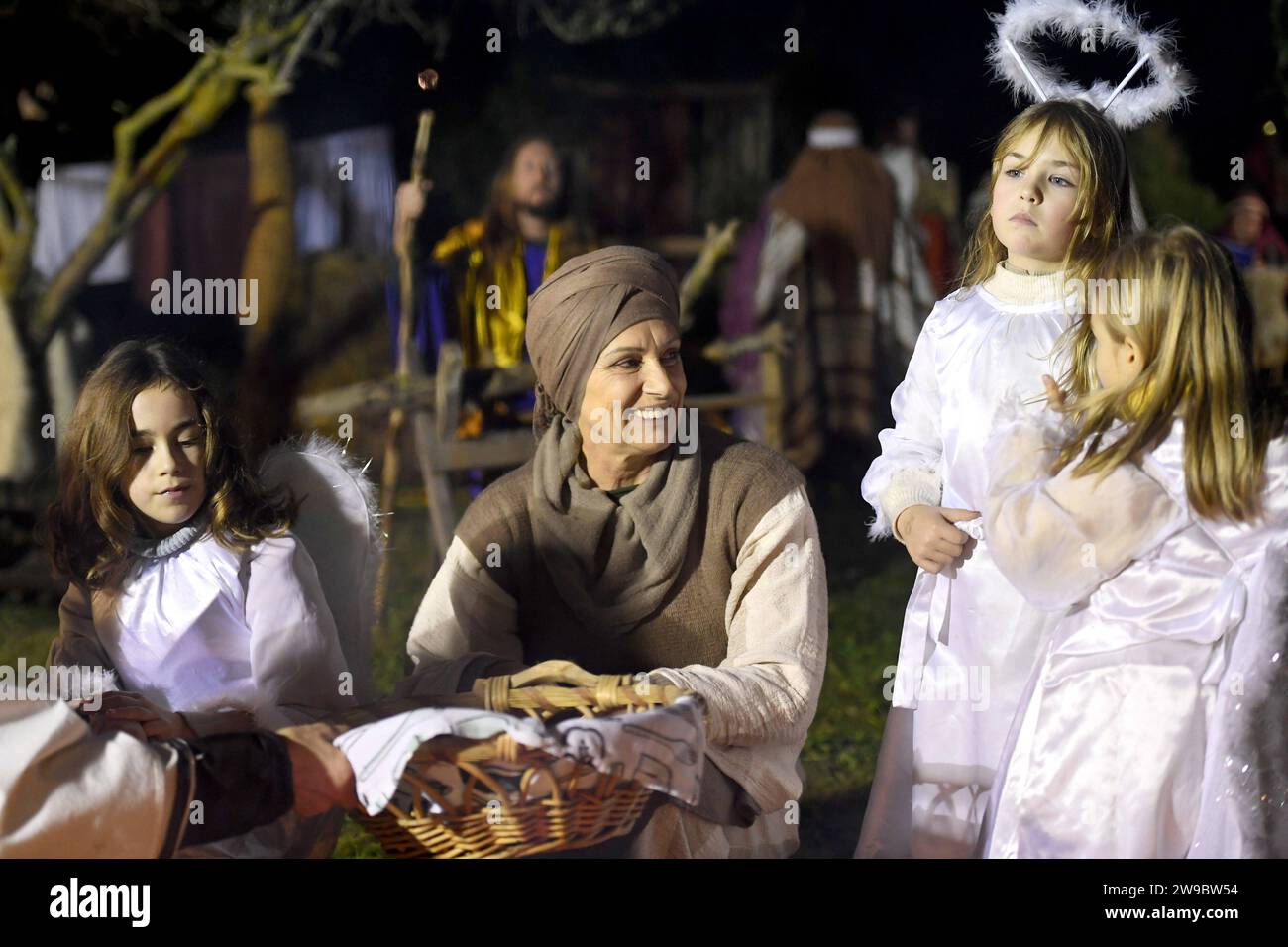 Zadar, Croatia, 261223. Traditional live Christmas nativity scene in ...