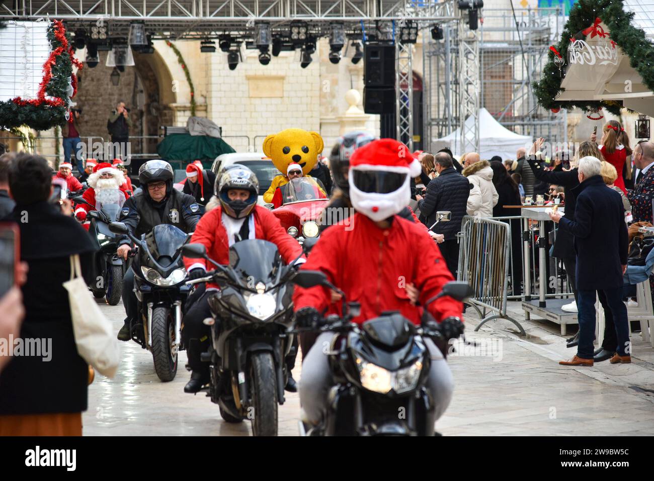 Dubrovnik, Croatia, 261223. Traditional ride of Santa Claus bikers on ...