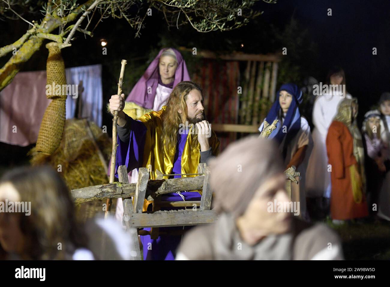 Zadar, Croatia, 261223. Traditional live Christmas nativity scene in ...