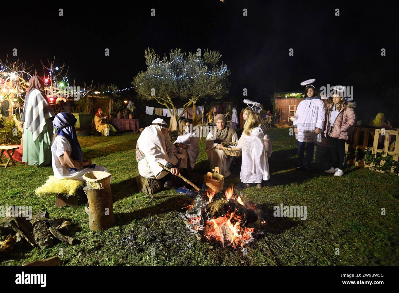 Zadar, Croatia, 261223. Traditional live Christmas nativity scene in ...