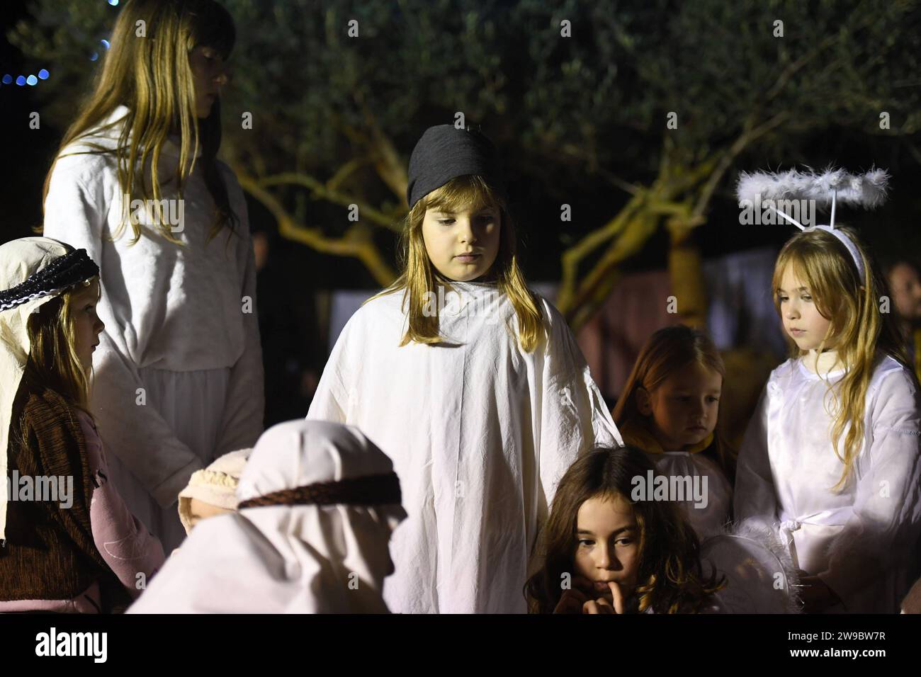 Zadar, Croatia, 261223. Traditional live Christmas nativity scene in ...