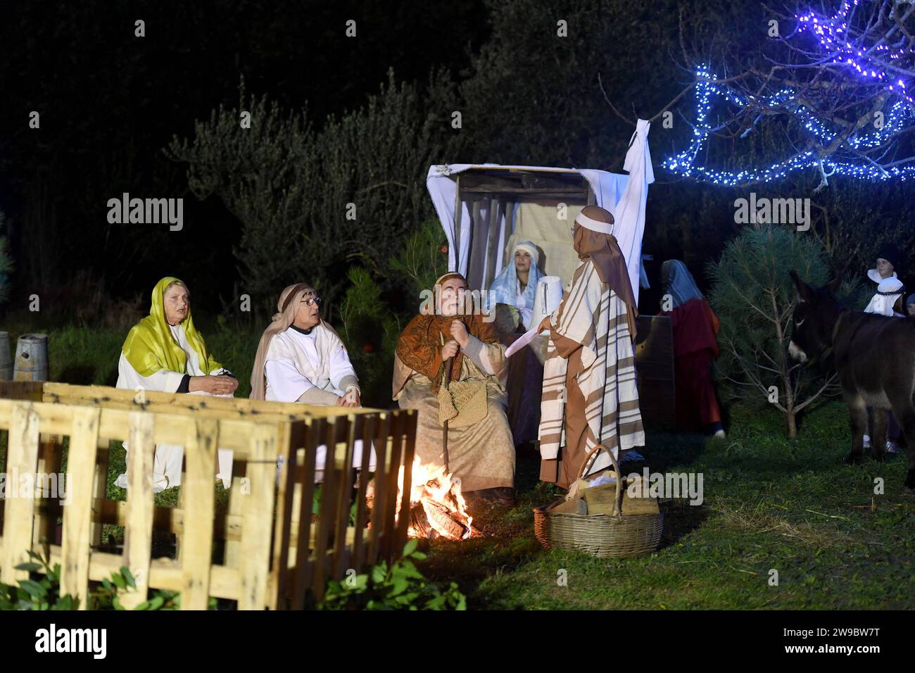 Zadar, Croatia, 261223. Traditional live Christmas nativity scene in ...