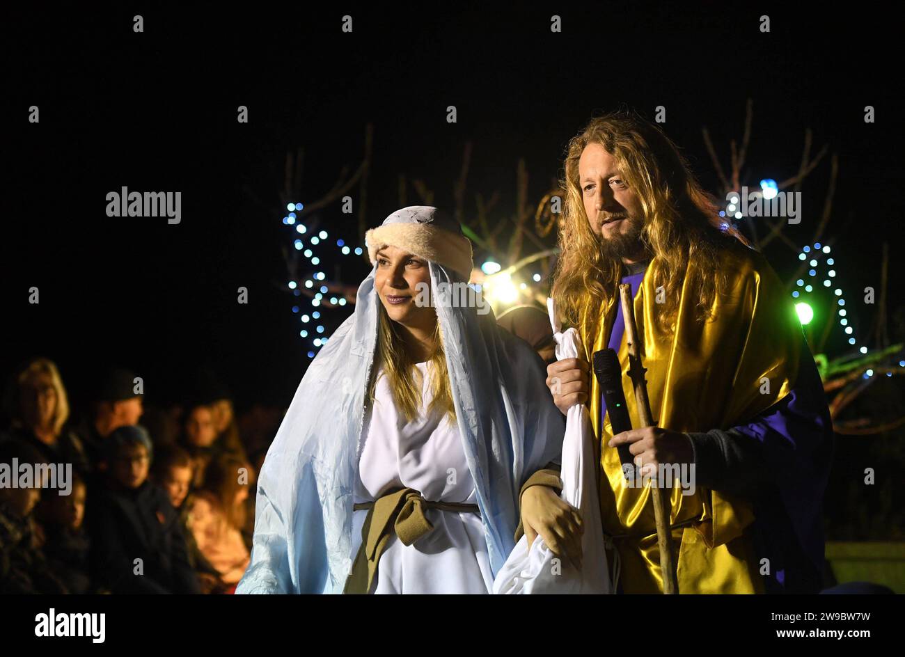 Zadar, Croatia, 261223. Traditional live Christmas nativity scene in ...