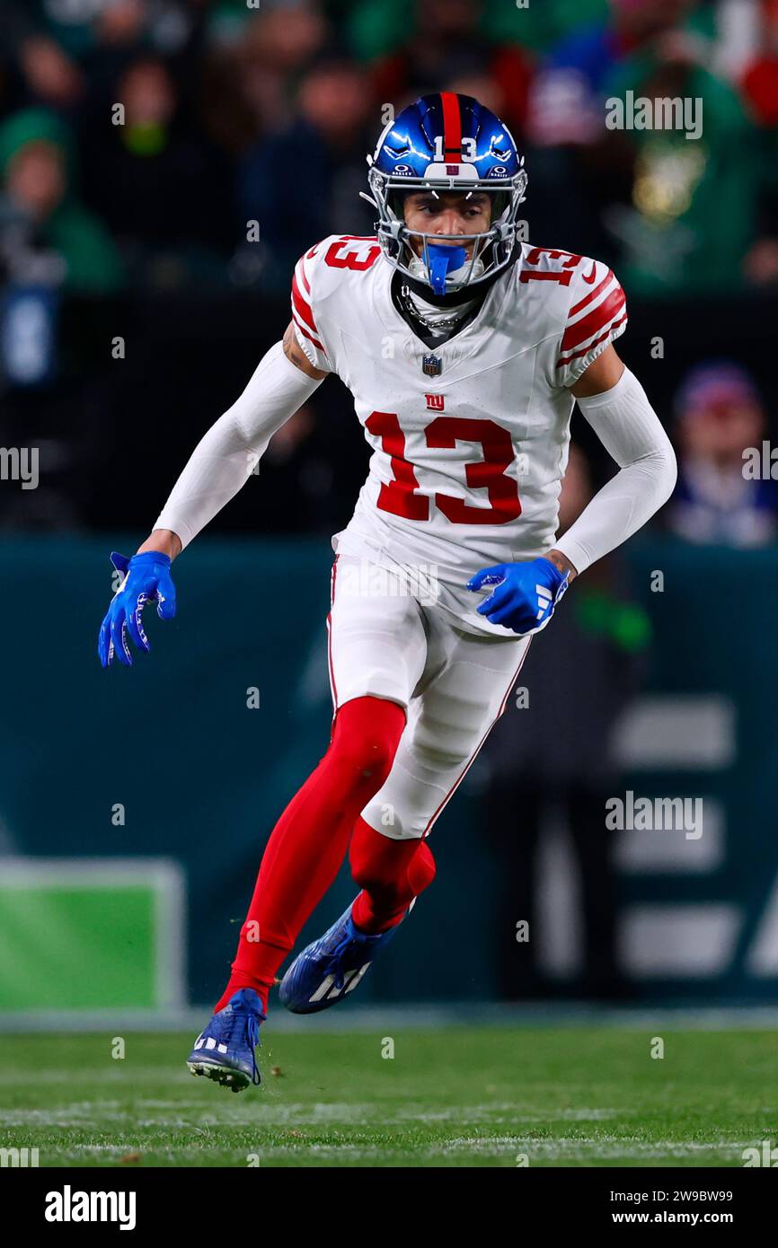 New York Giants wide receiver Jalin Hyatt (13) in action against the ...