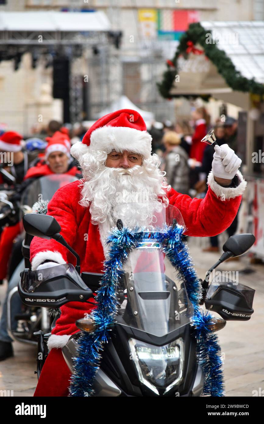 Dubrovnik, Croatia, 261223. Traditional ride of Santa Claus bikers on ...