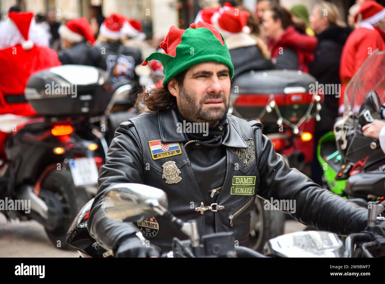 Dubrovnik, Croatia, 261223. Traditional ride of Santa Claus bikers on ...