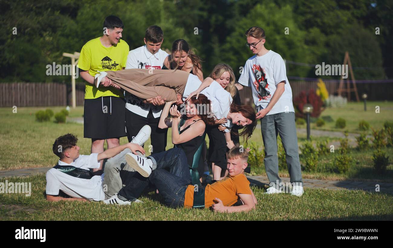 Berezovka, Belarus - June 17, 2022: Seniors are spoiled and having fun ...