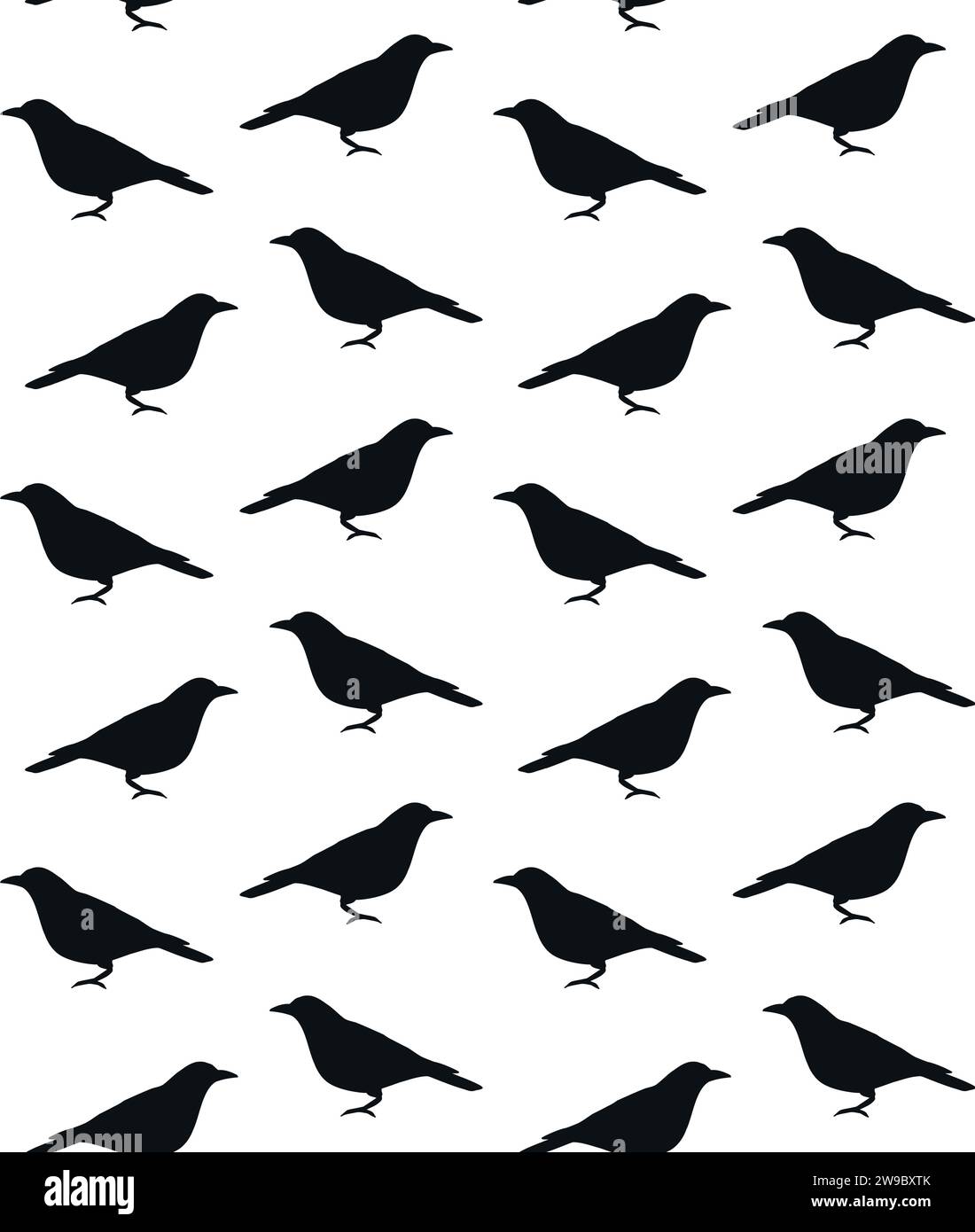 Vector seamless pattern of hand drawn crow silhouette isolated on white ...