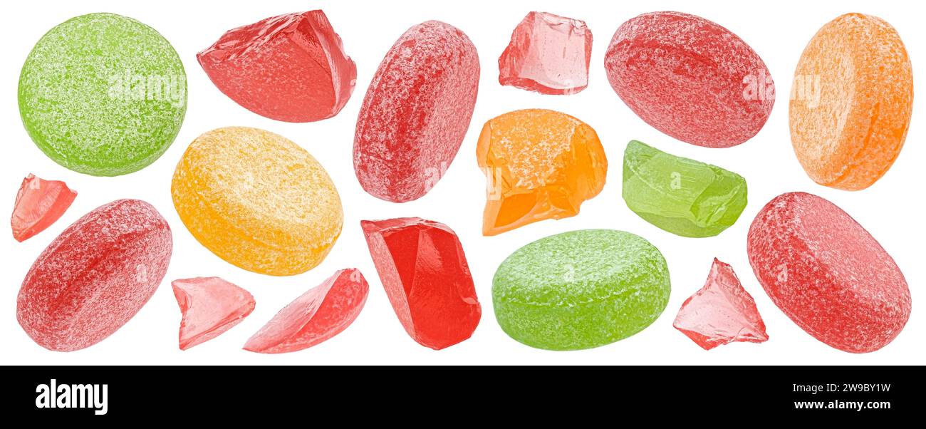 Fruit caramel, hard candies isolated on white background Stock Photo ...