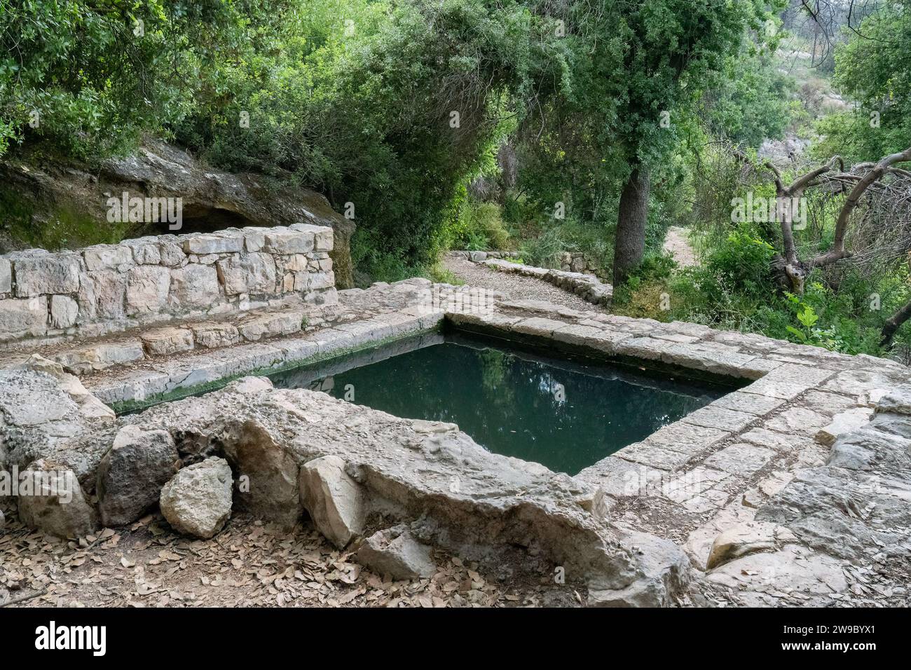 An ancient spring water reservoir in the Judea mountains, near ...
