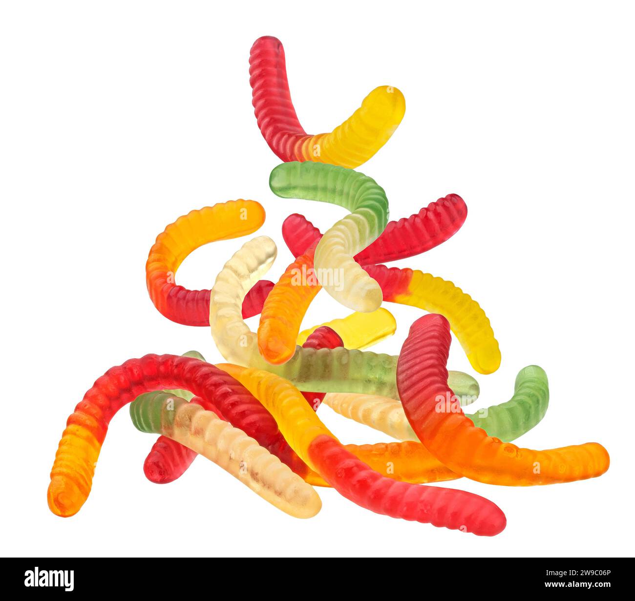 Gummy worm candies isolated on white background Stock Photo - Alamy