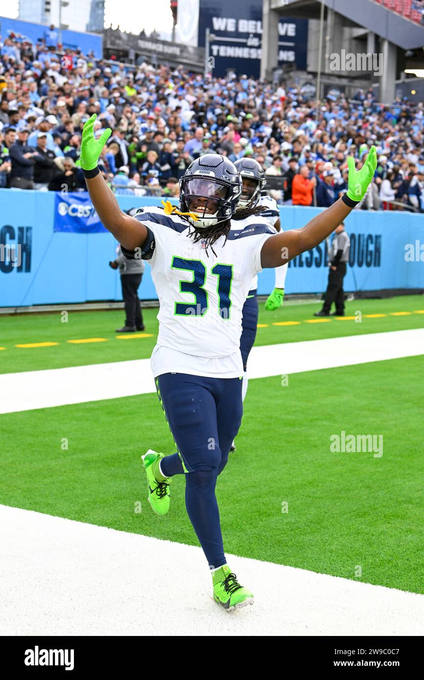 Seattle Seahawks running back DeeJay Dallas (31) celebrates during an ...