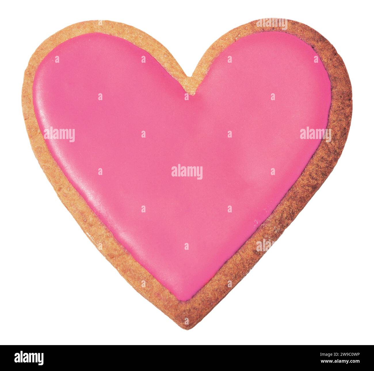 Valentines pink heart cookie isolated on white background Stock Photo ...