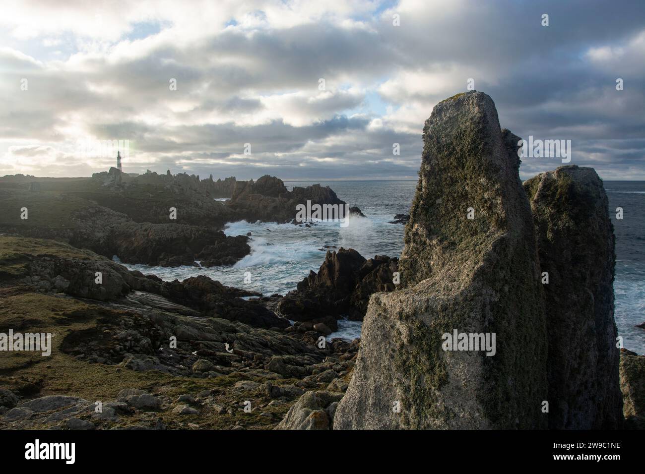 Der imposante Creach-Leuchtturm im Nordwesten der Atlantikinsel ...