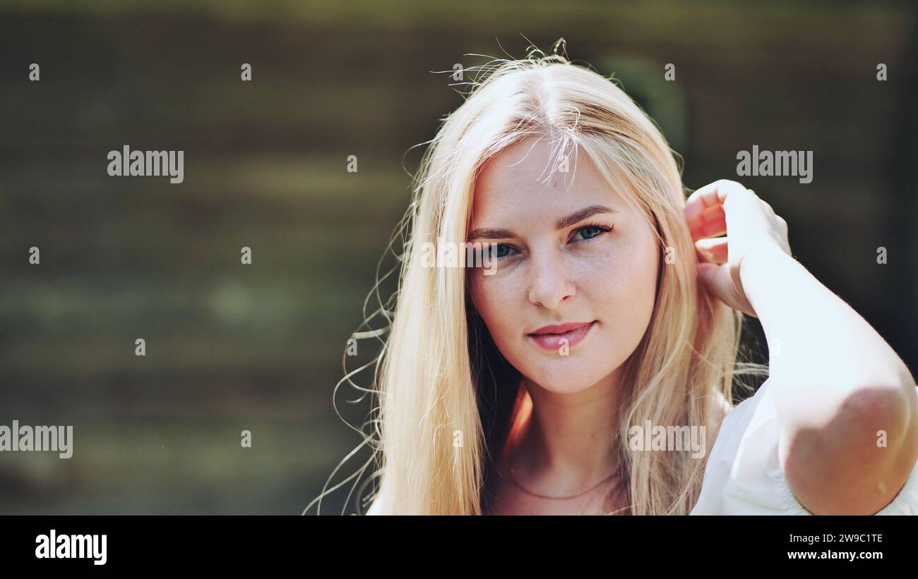 The face of a young Slavic girl blonde close-up Stock Photo - Alamy