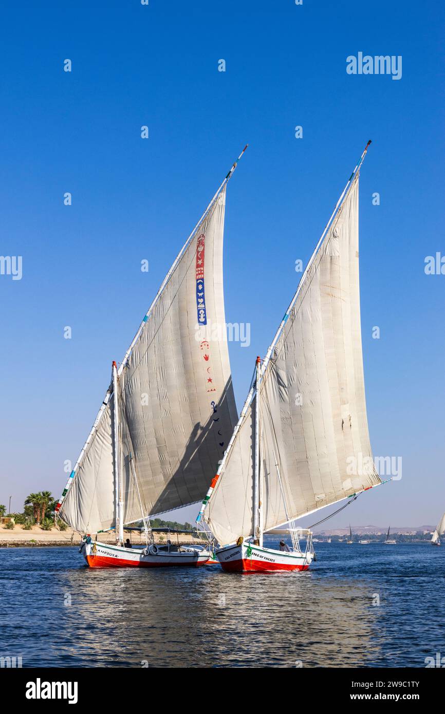Two feluccas on the Nile, Aswan, Egypt, North Africa Stock Photo - Alamy