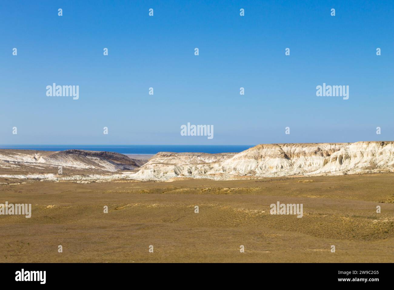 Caspian sea from viewpoint, Mangystau, Kazakhstan. Asia landmark Stock ...