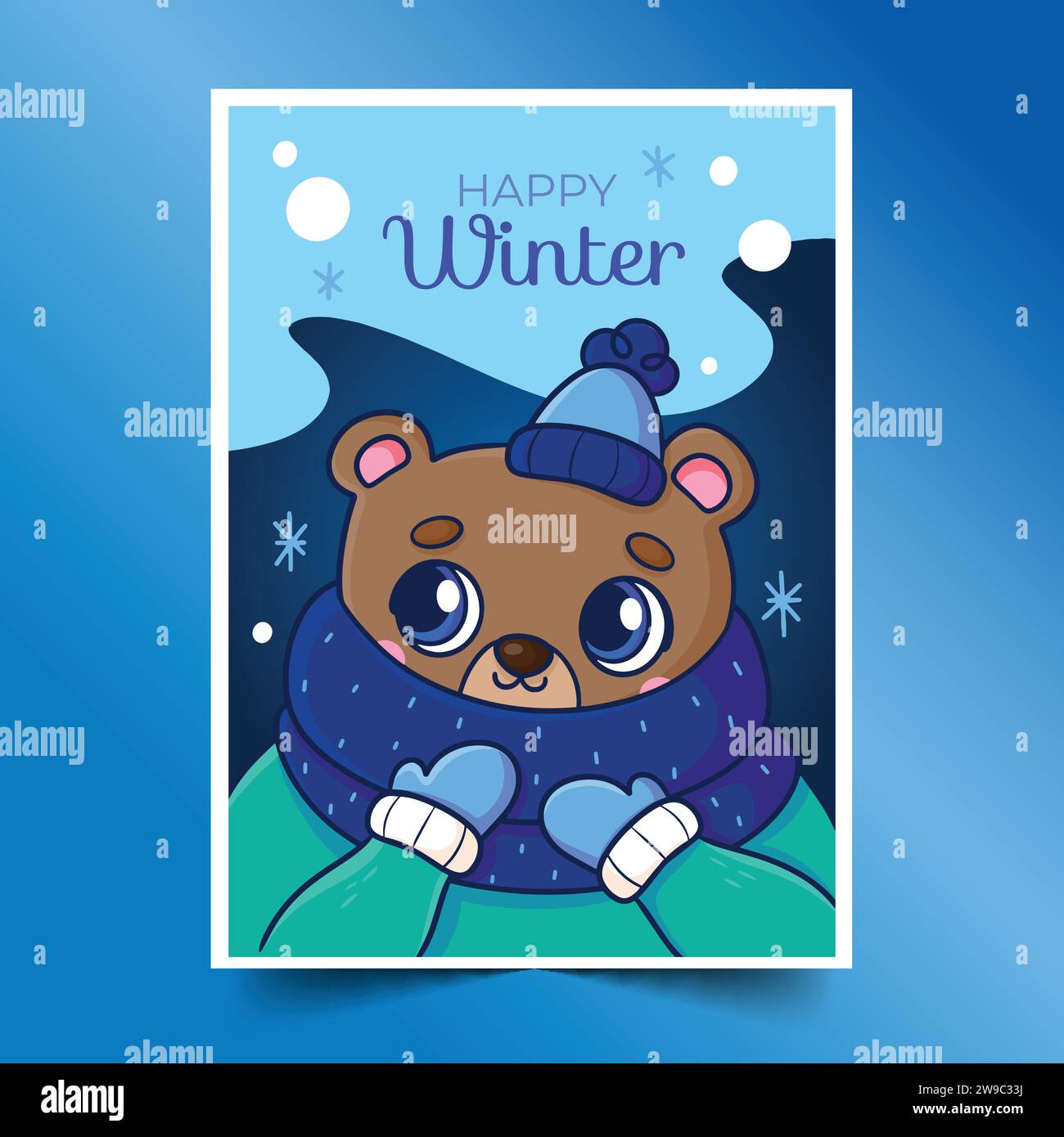 hand drawn greeting cards collection wintertime season design vector ...
