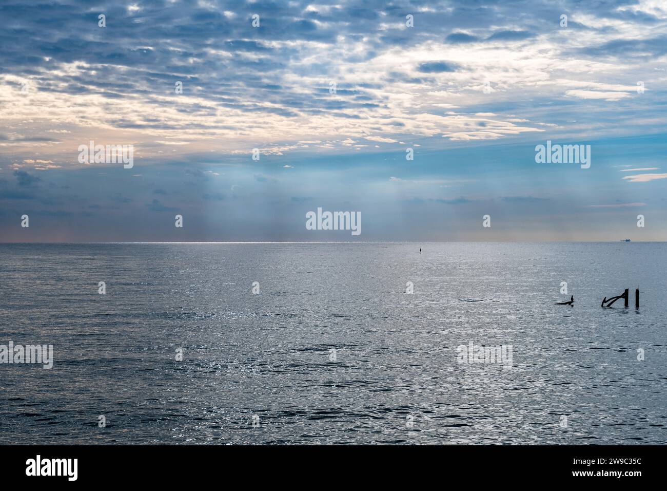 Grado, Italy - November 19th, 2023: View of the sea from the dam ...