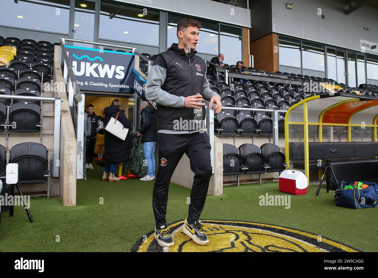 Matty Virtue #17 of Blackpool arrives ahead of the Sky Bet League 1 ...