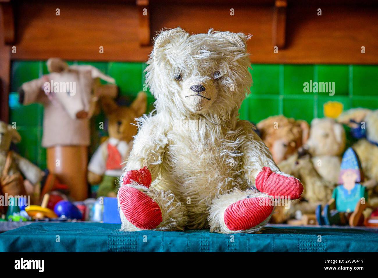 Teddy bear and assorted toys from a bygone era Stock Photo - Alamy