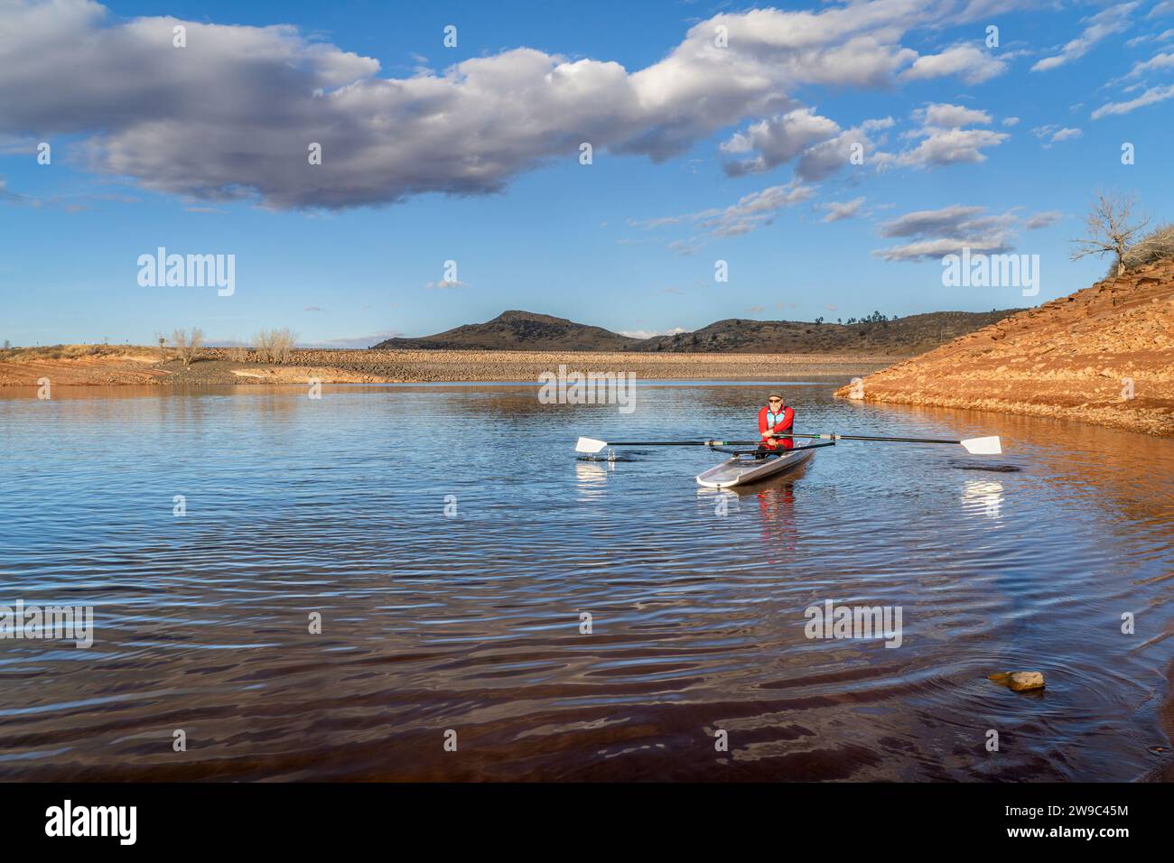 Senior male rower is rowing a coastal rowing shell - Horsetooth ...