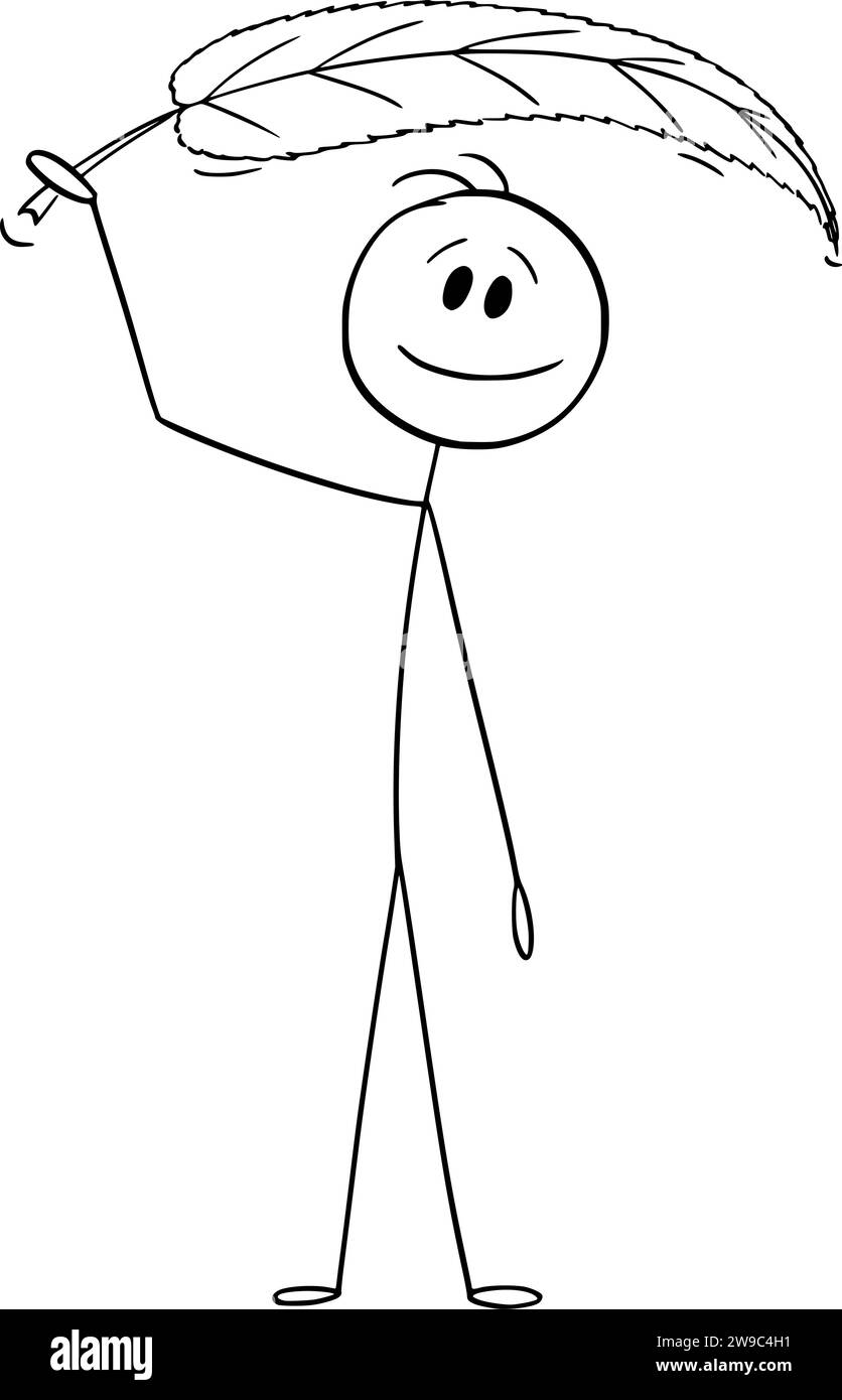 Person Covering Under Leaf, Vector Cartoon Stick Figure Illustration ...