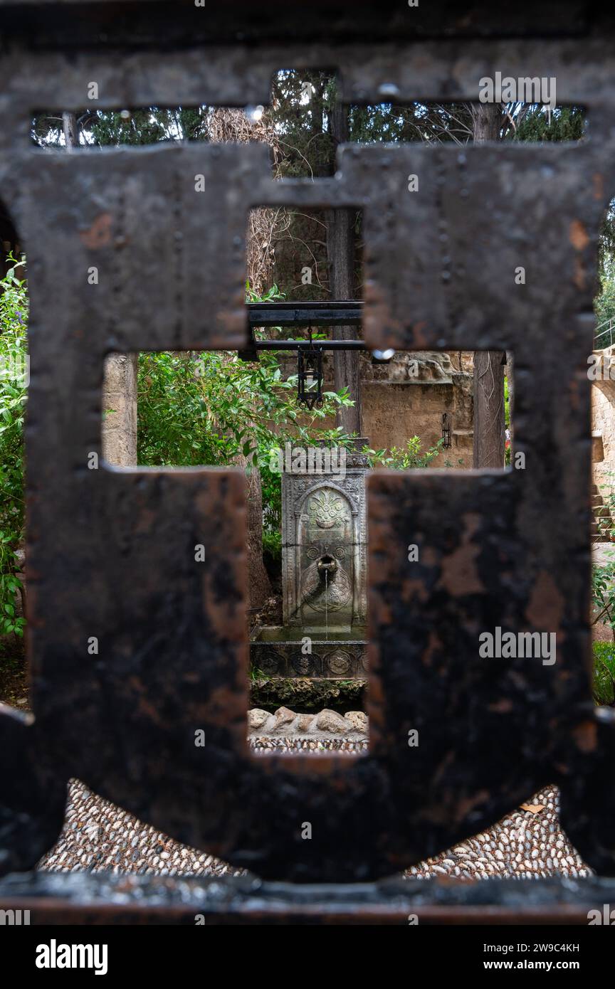 Ruins of a Catholic. Italian ancient architecture. Rhodes. Greece Stock ...