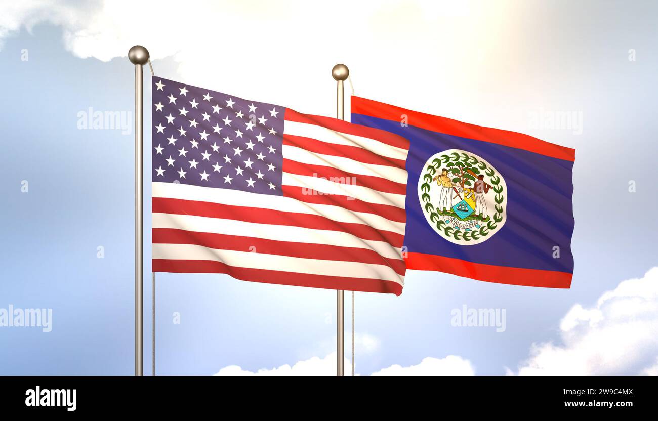 Belize map waving flag hi-res stock photography and images - Alamy