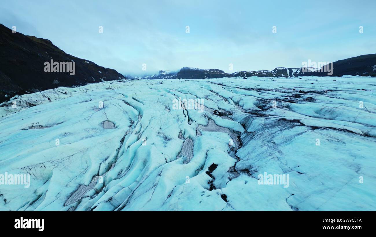 Aerial view of vatnajokull glacier cap, natural blue glacier lagoon ...
