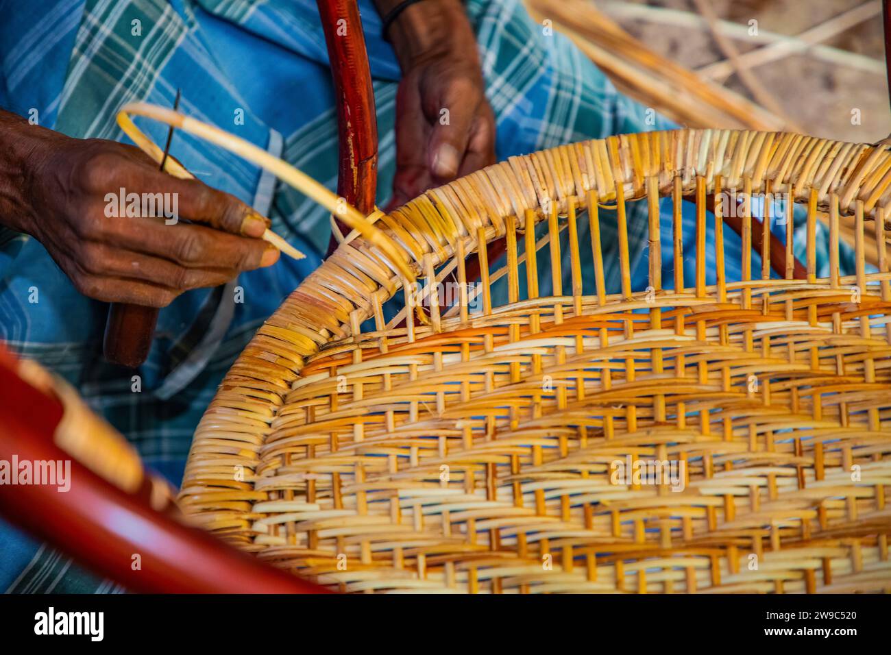 Warakapola, Sri Lanka. 10 february 2023. small rattan workshop-shop ...