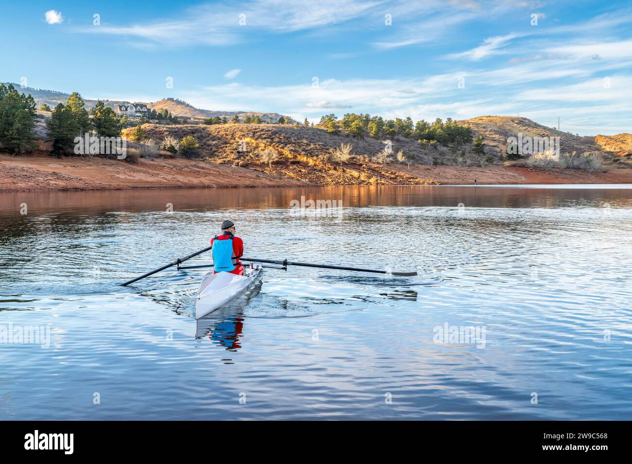 Senior male rower is rowing a coastal rowing shell - Horsetooth ...