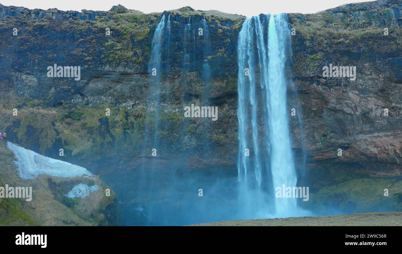 Seljalandsfoss waterfall in iceland circa March 2023 with beautiful ...