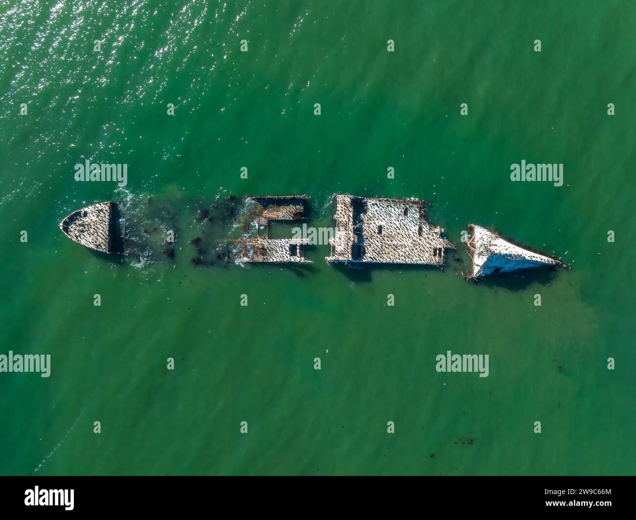Old tanker ship wreck near the coast of California, USA Stock Photo - Alamy