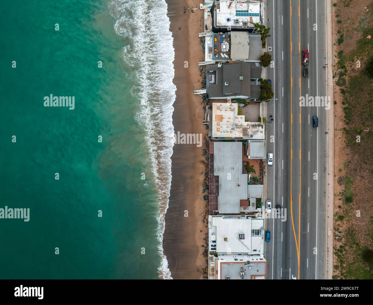 Malibu beach aerial view in California near Los Angeles, USA Stock ...