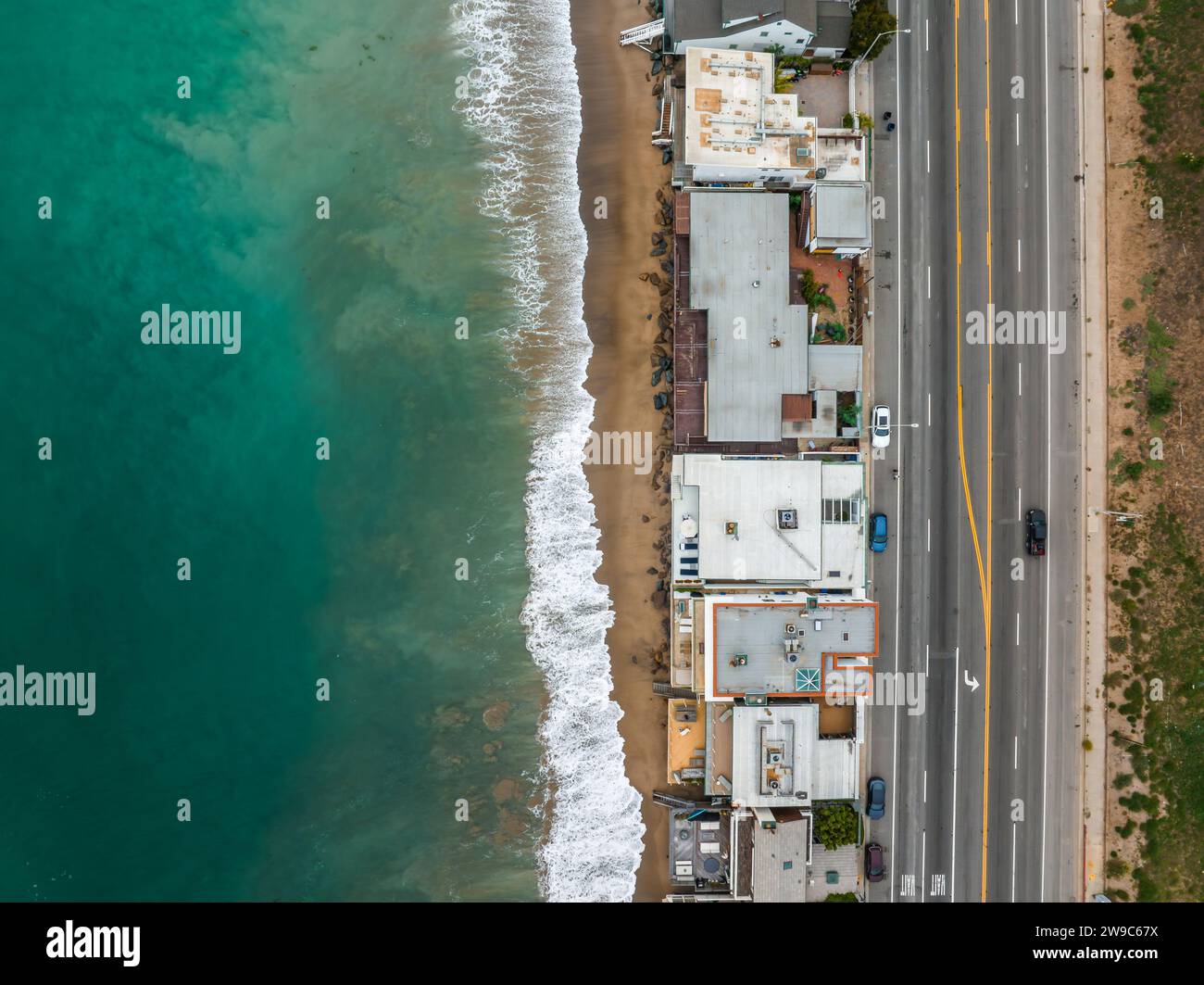 Malibu beach aerial view in California near Los Angeles, USA Stock ...